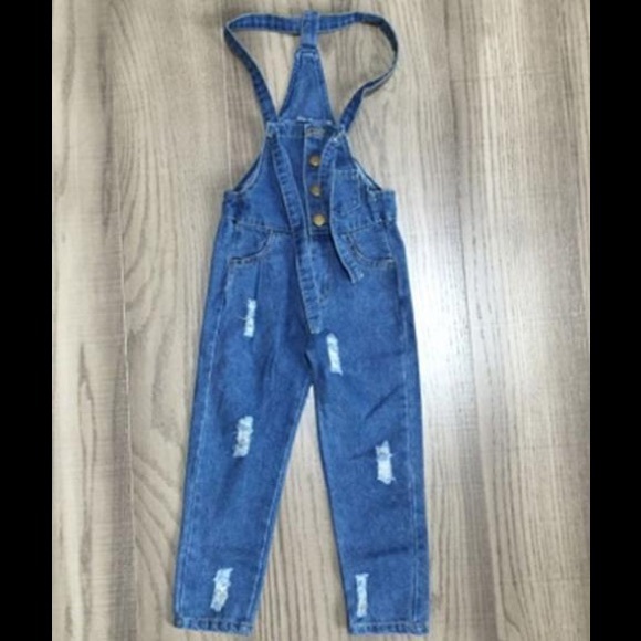 Bottoms | Distressed Denim Overalls Adjustable Racer Back | Poshmark
